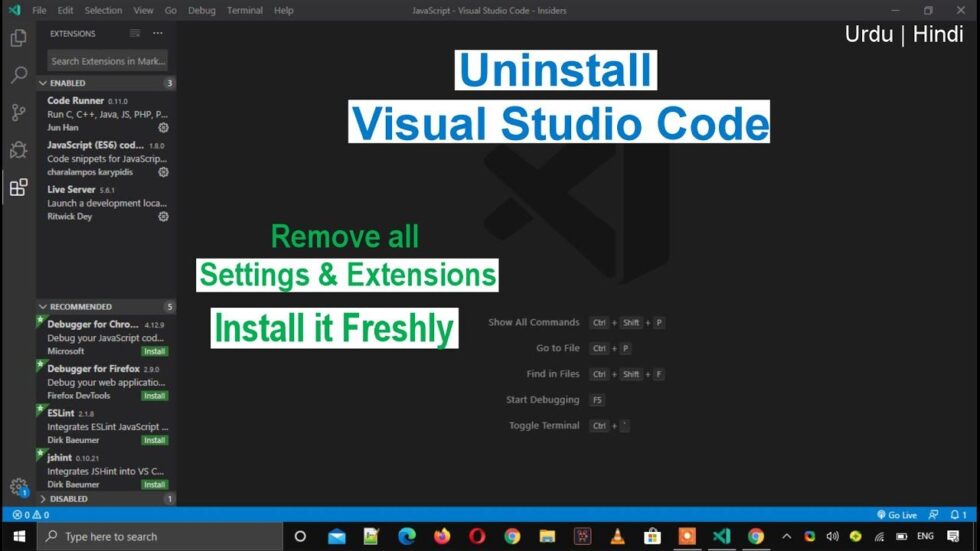 How to uninstall Visual Studio Code completely in Windows 10
